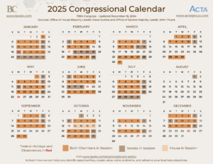2025 Congressional Calendar - Bergeson & Campbell, P.C.